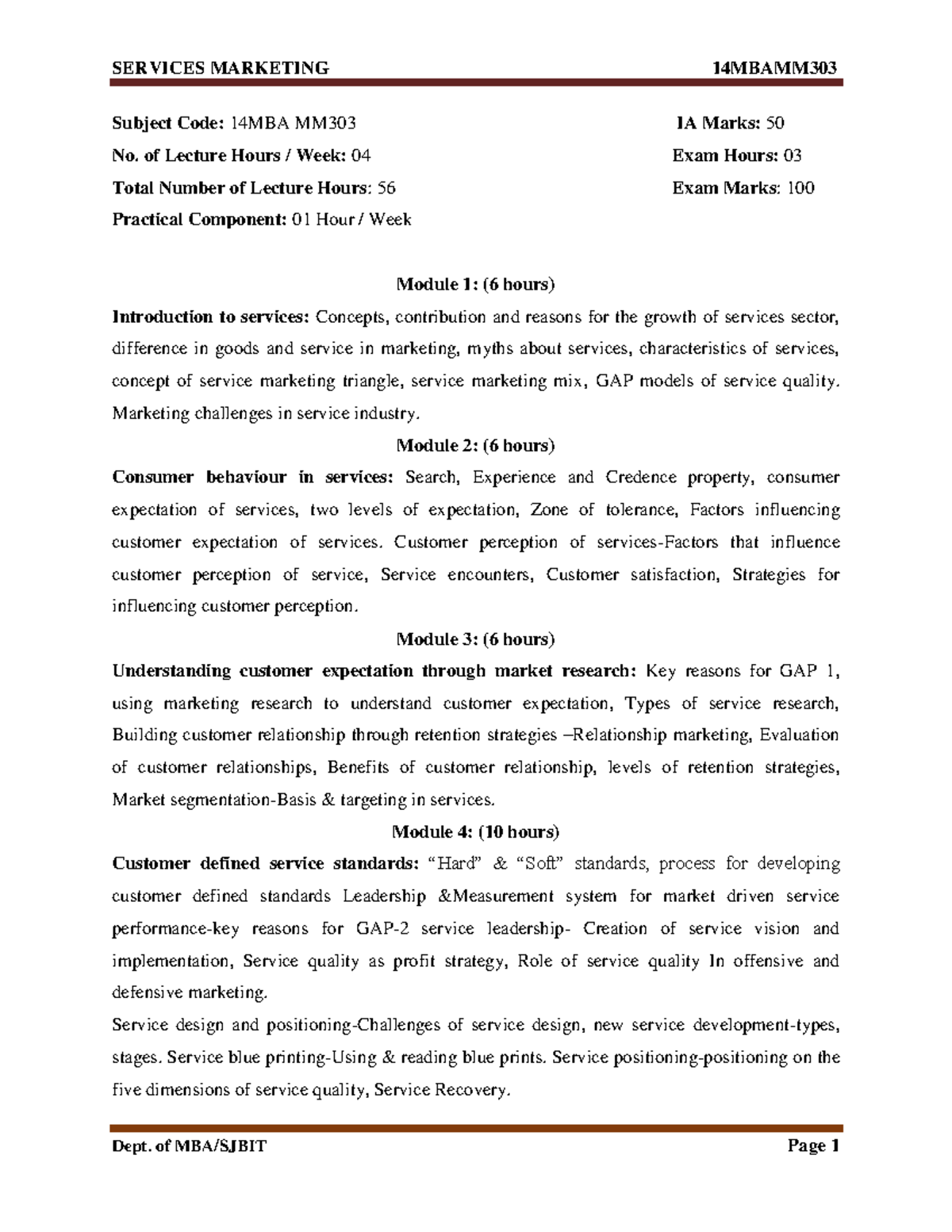 Services Marketing Lecture Notes for 14MBA MM303 III Sem Students - Studocu