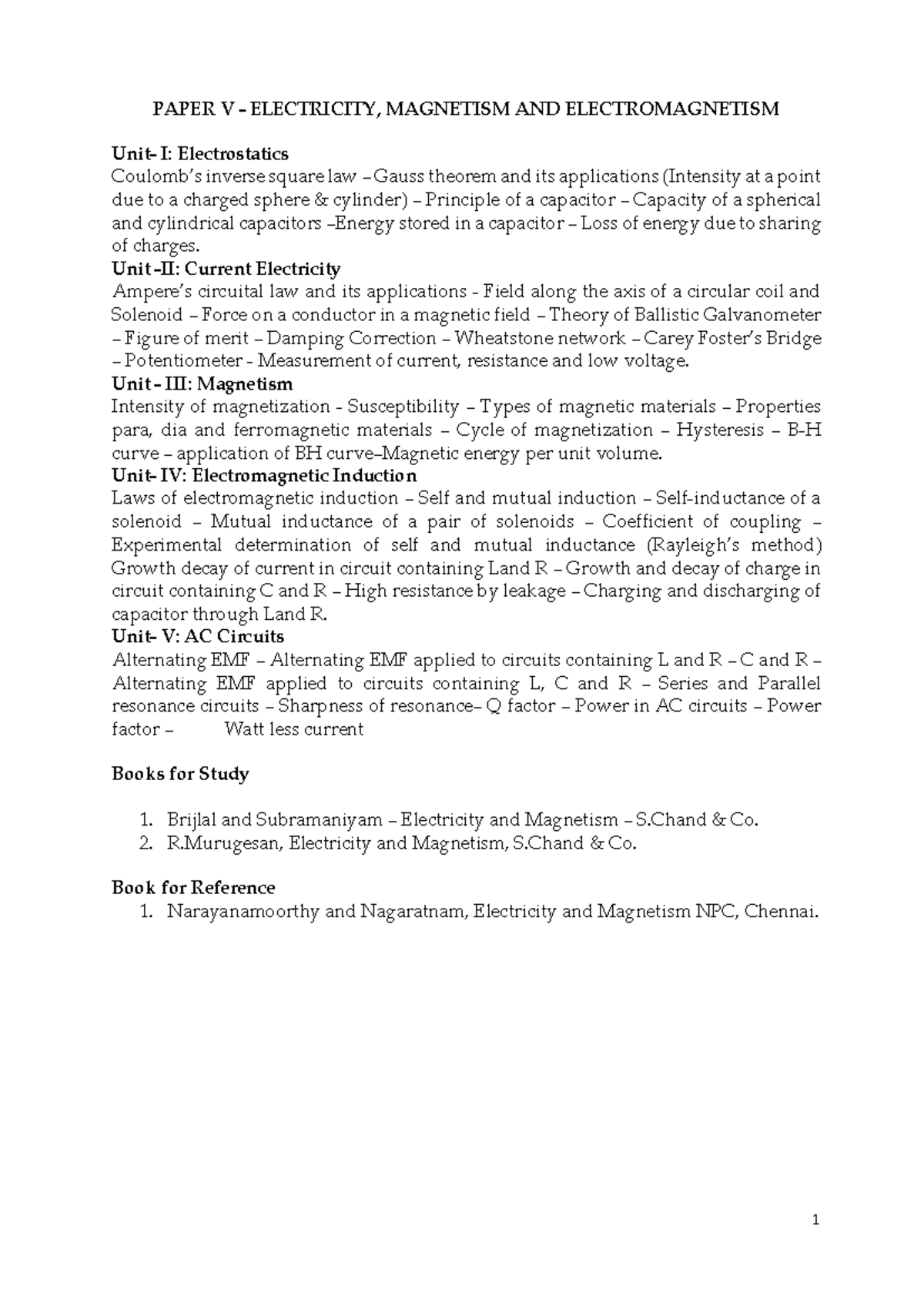 B.Sc. Physics - Final Exam Notes on Electricity & Magnetism - Studocu