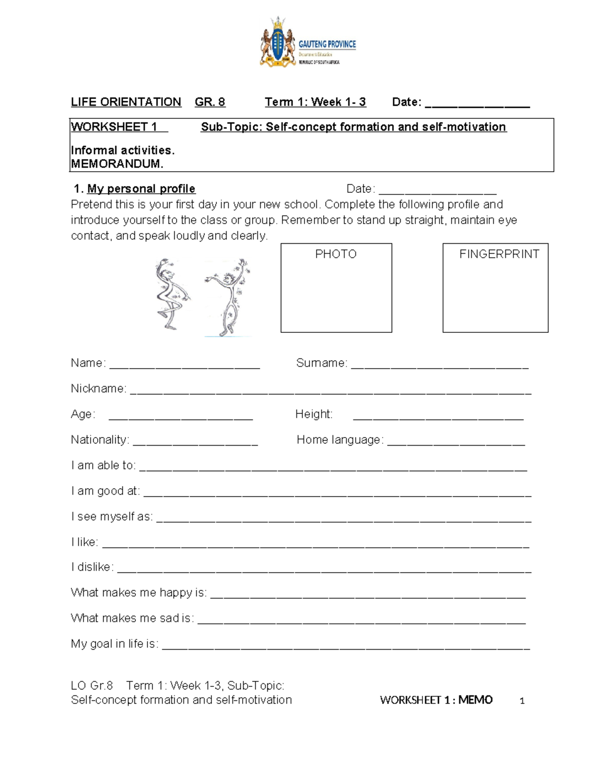 Gr.8 Term 1, Weeks 1-3, MEMO,Self-concept and self-motivation - LIFE ...