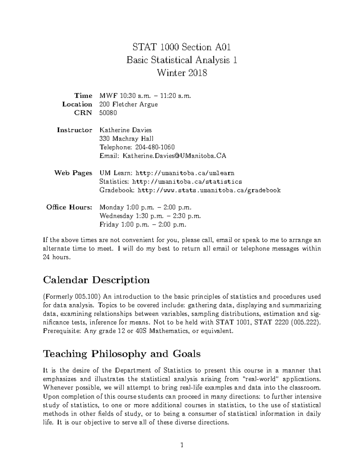 STAT 1000 - Syllabus - Summary Basic Statistical Analysis 1 - STAT 1000 ...