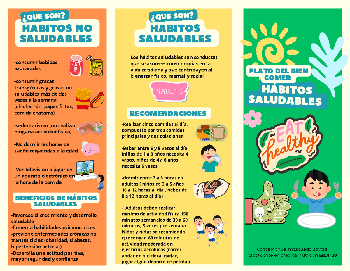 Folleto Tríptico sobre Hábitos Saludables - Nutrición EBDI 129 - Studocu