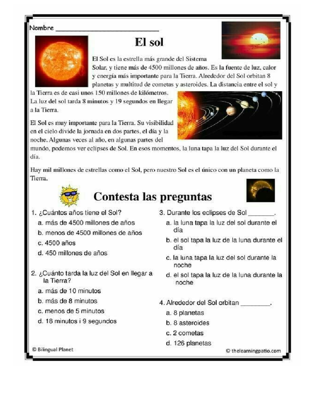 Ciencias - El Sol y el Sistema Digestivo: Conceptos Clave - Studocu