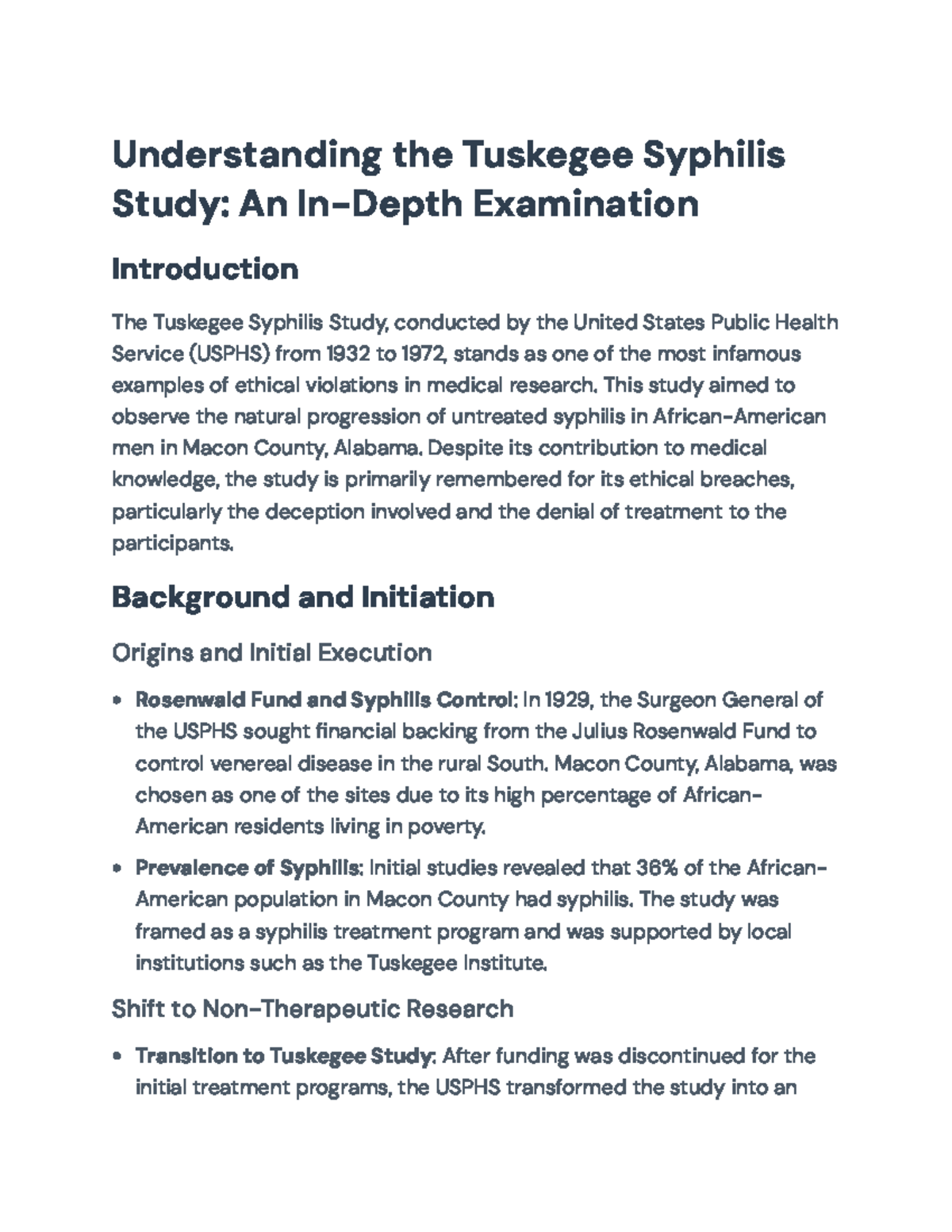 Tuskegee Syphilis Study: Ethics, Deception, and Medical Consequences ...