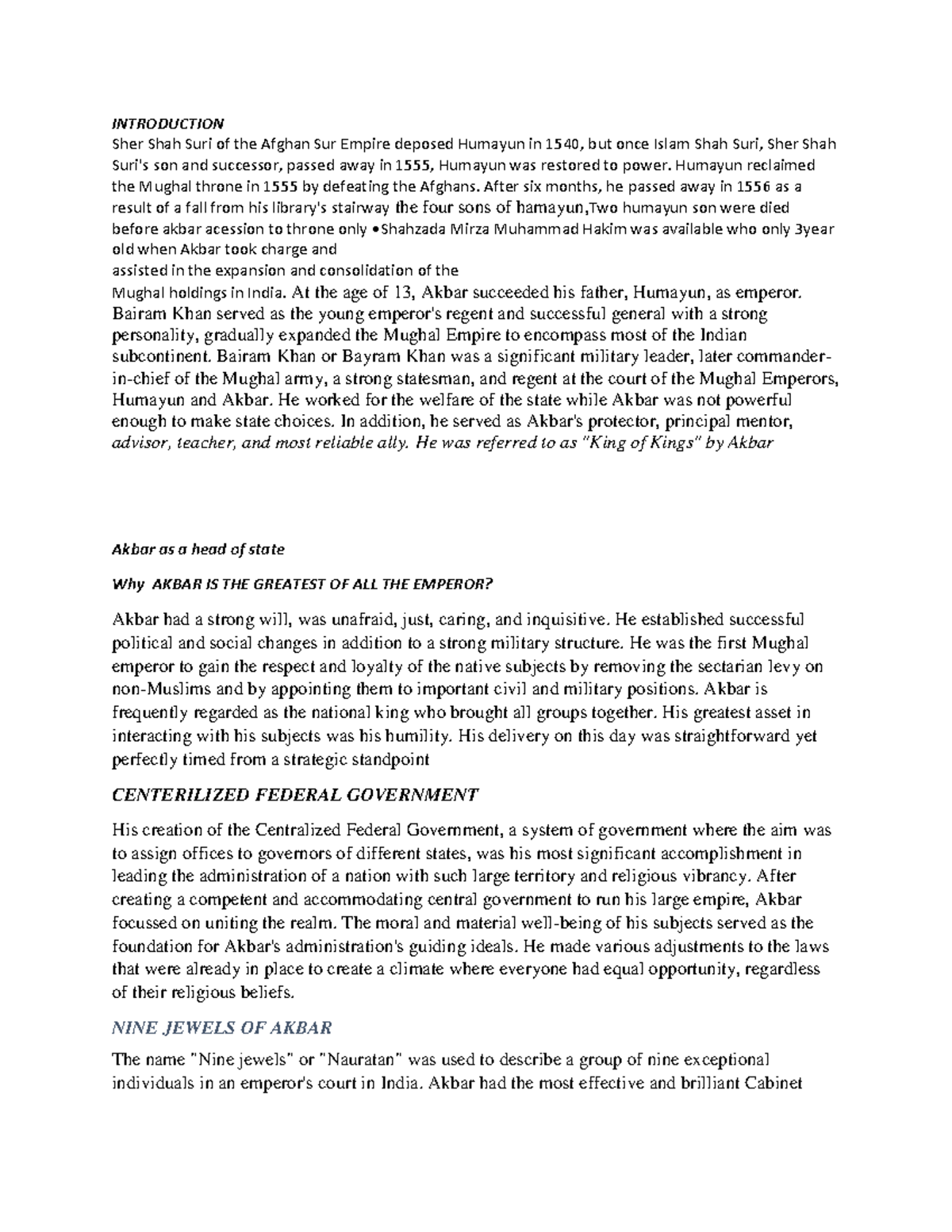 Akbar the Great: Historical Insights & Significance - LANON GURAK - Studocu