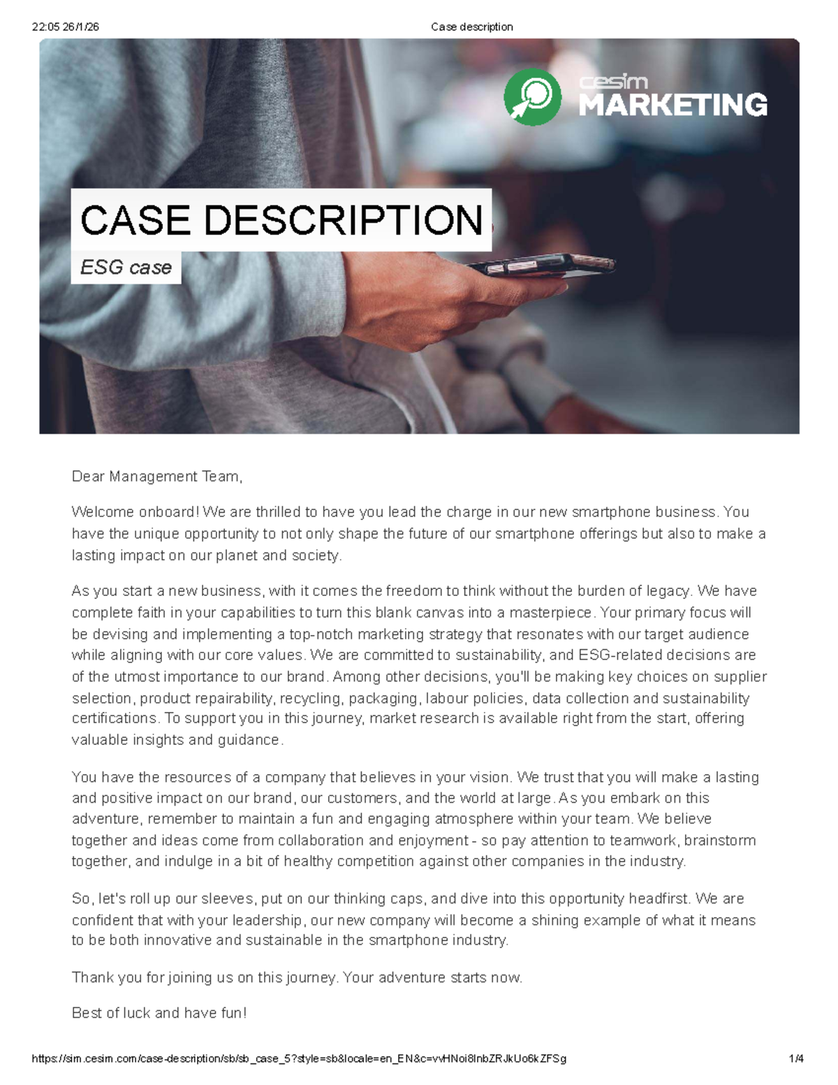 22:05 Case Study: ESG Marketing Strategy for Smartphones - Studocu