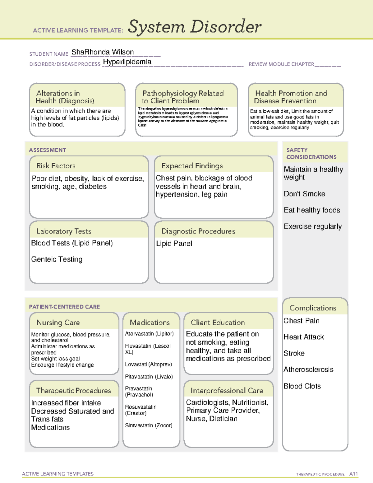 Hyperlipidemia System Disorder - ACTIVE LEARNING TEMPLATES THERAPEUTIC ...
