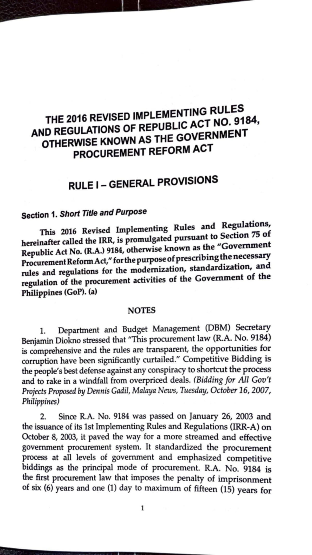 Gov Con Book pp 1-25 - THE 2016 REVISED IMPLEMENTING RULES AND REGULATIONS OF REPUBLIC ACT NO ...