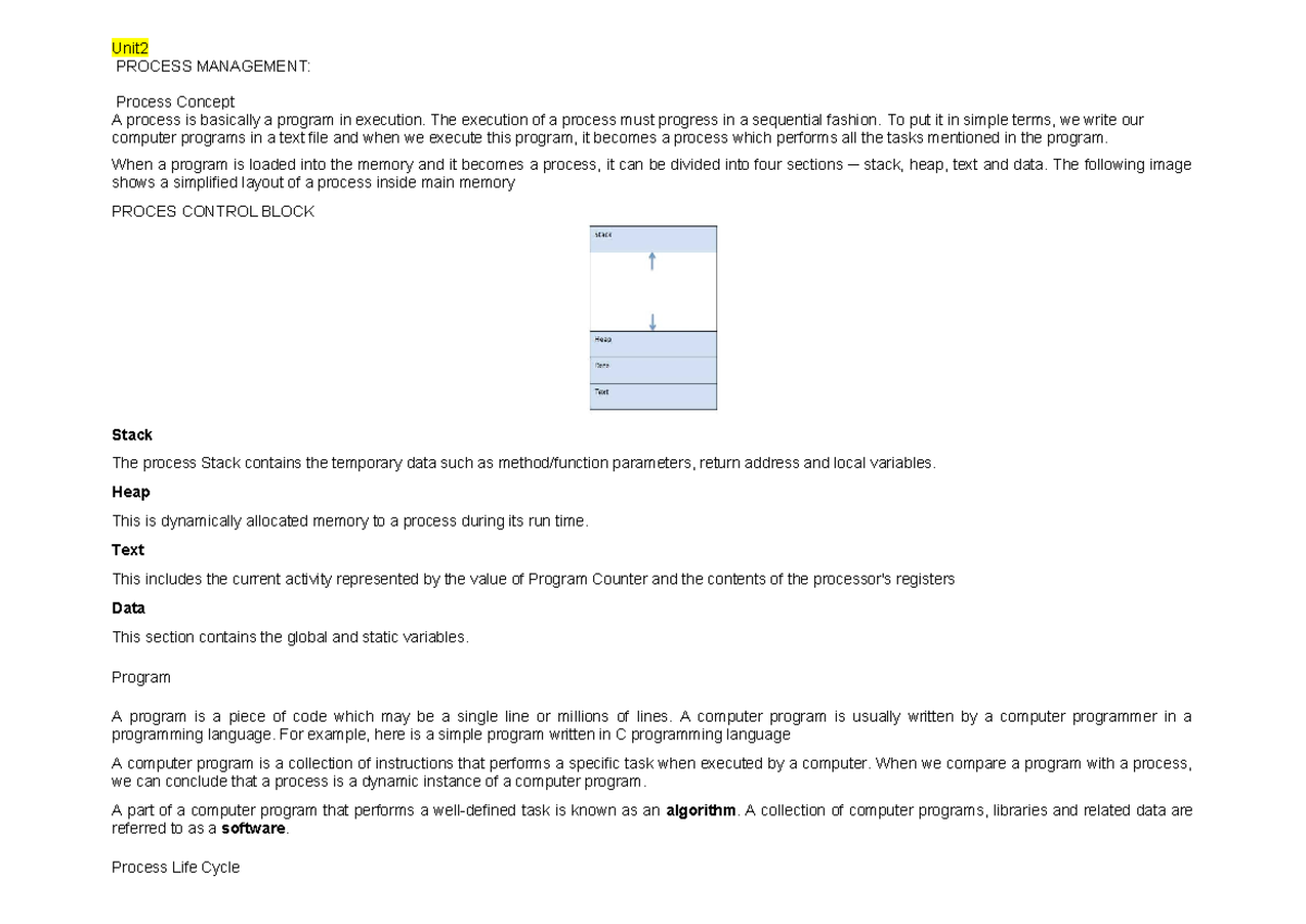 UNIT2 - OS notes provided by srm - Unit PROCESS MANAGEMENT: Process ...