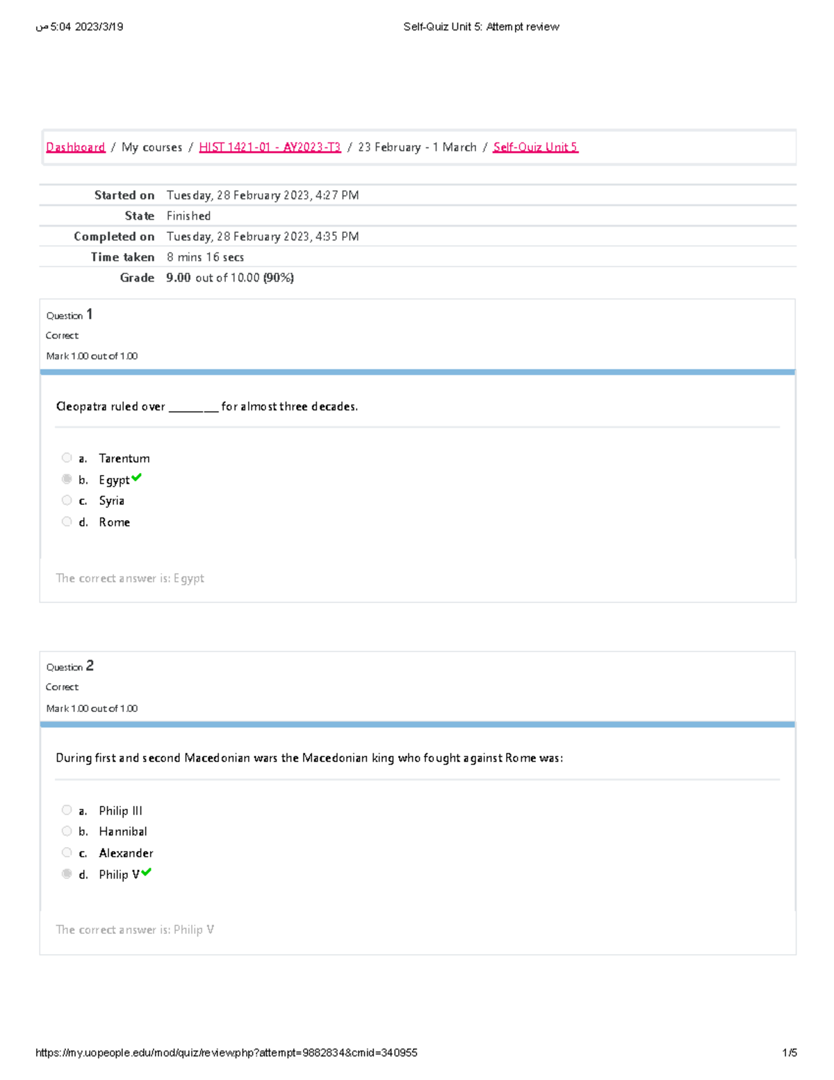 HIST 1421-01 Self-Quiz Review for Unit 5 - AY2023-T3 - Studocu