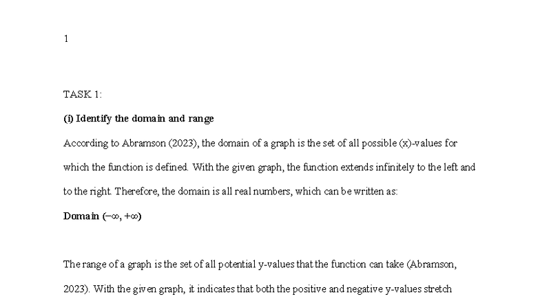 Math Assignment Unit 1: Domain, Range, and Function Analysis - Studocu