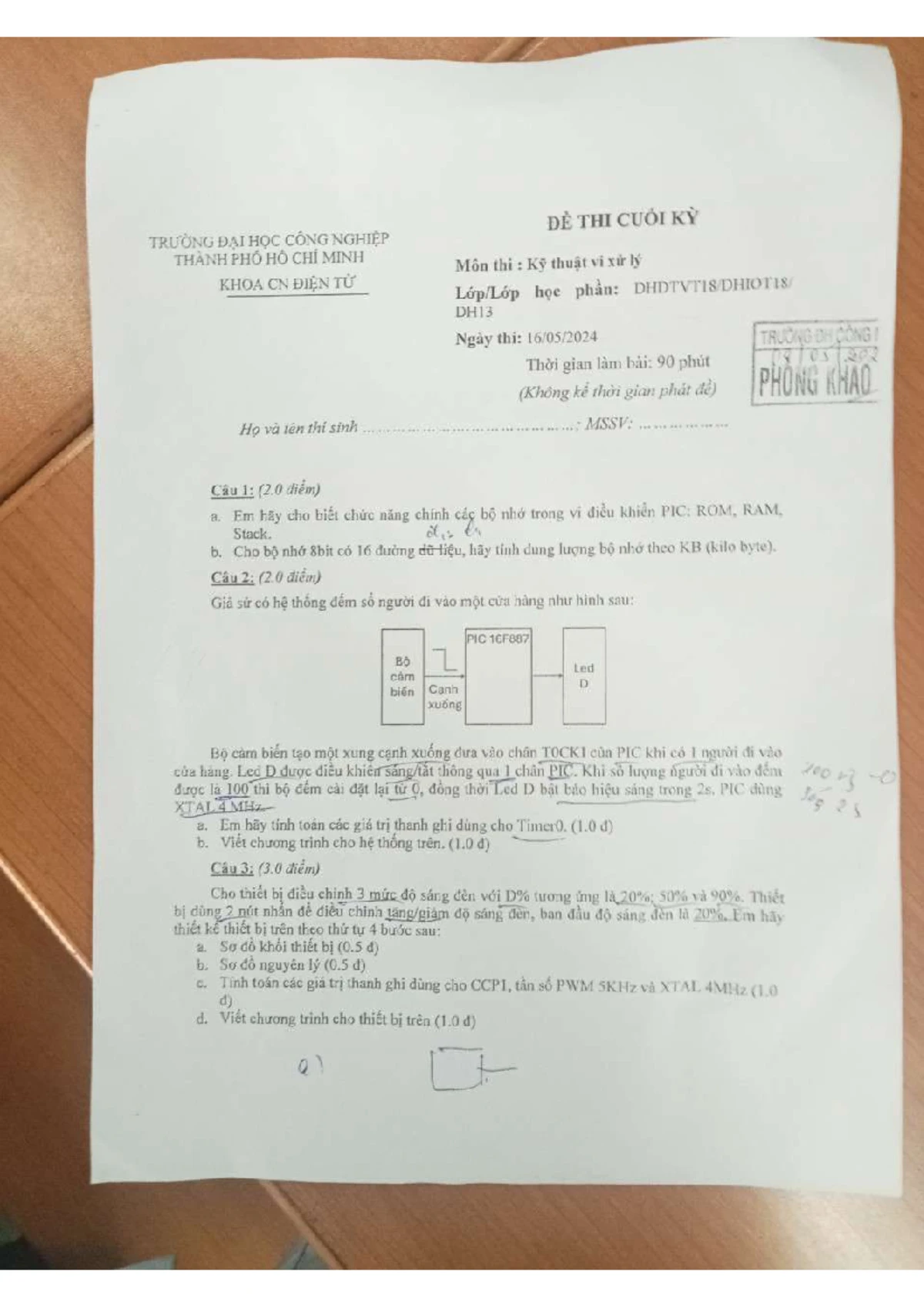 Đề thi cuối kì kỹ thuật vi xử lý IUH - 2023 - Studocu
