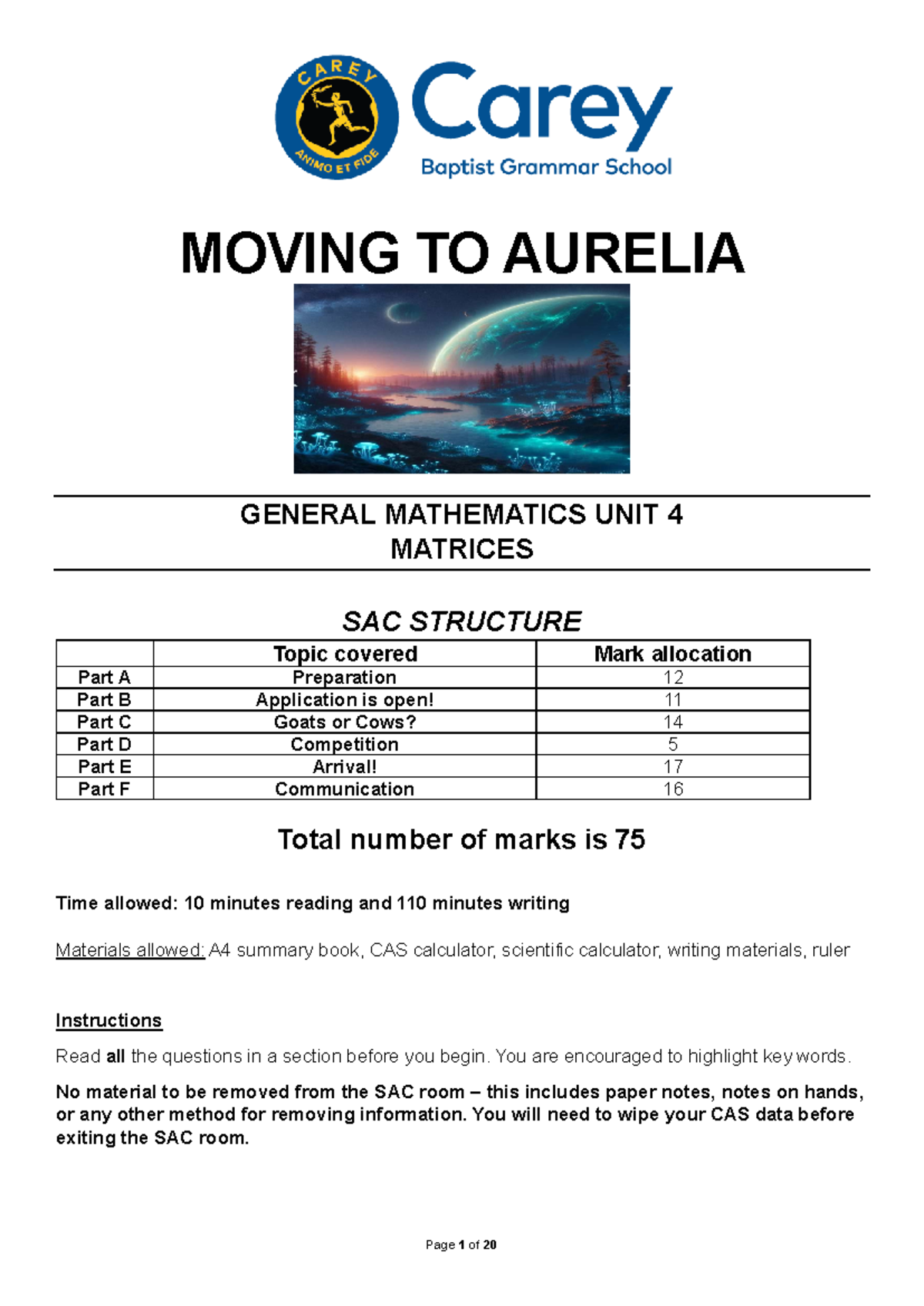 General Maths Practice Sacs - MOVING TO AURELIA GENERAL MATHEMATICS ...