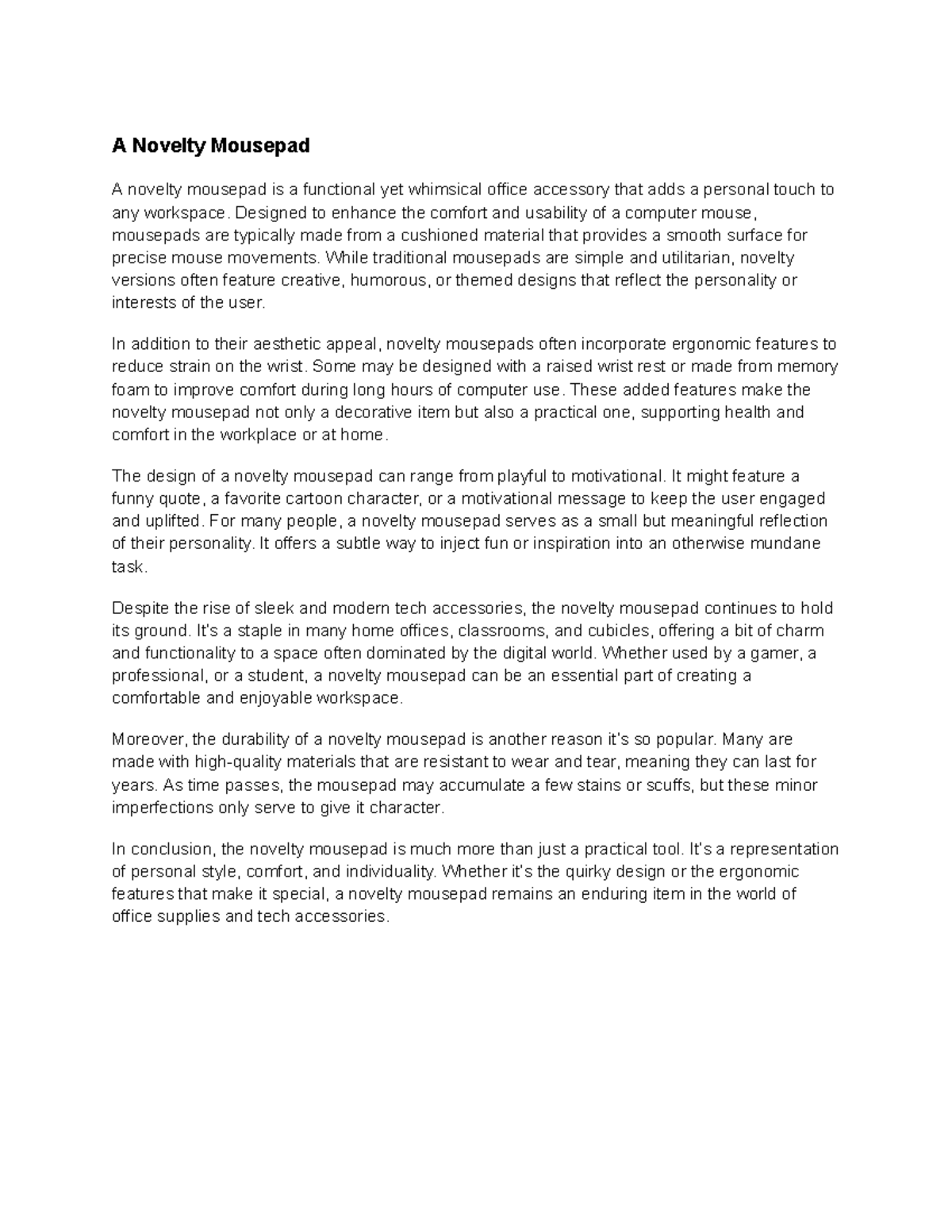 Novelty Mousepads: Blending Functionality and Personal Style - Studocu