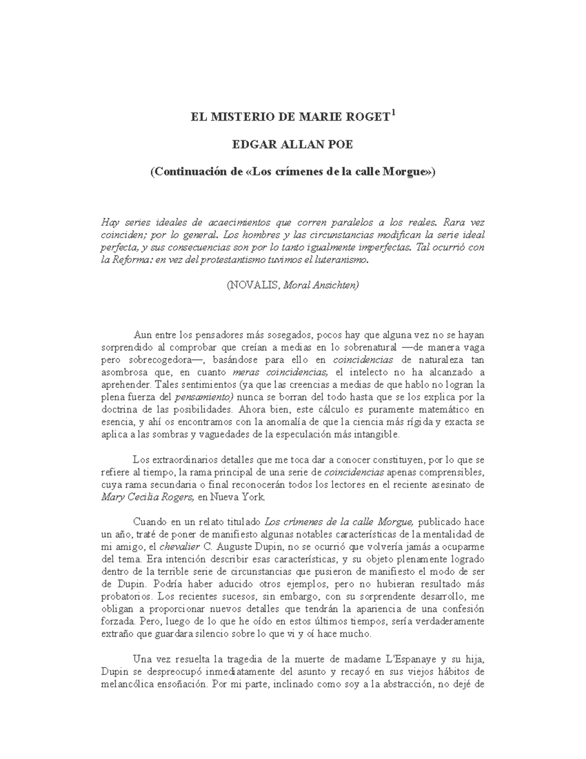 EDGAR ALLAN POE: El Misterio de Marie Rogêt - Análisis y Reflexiones ...