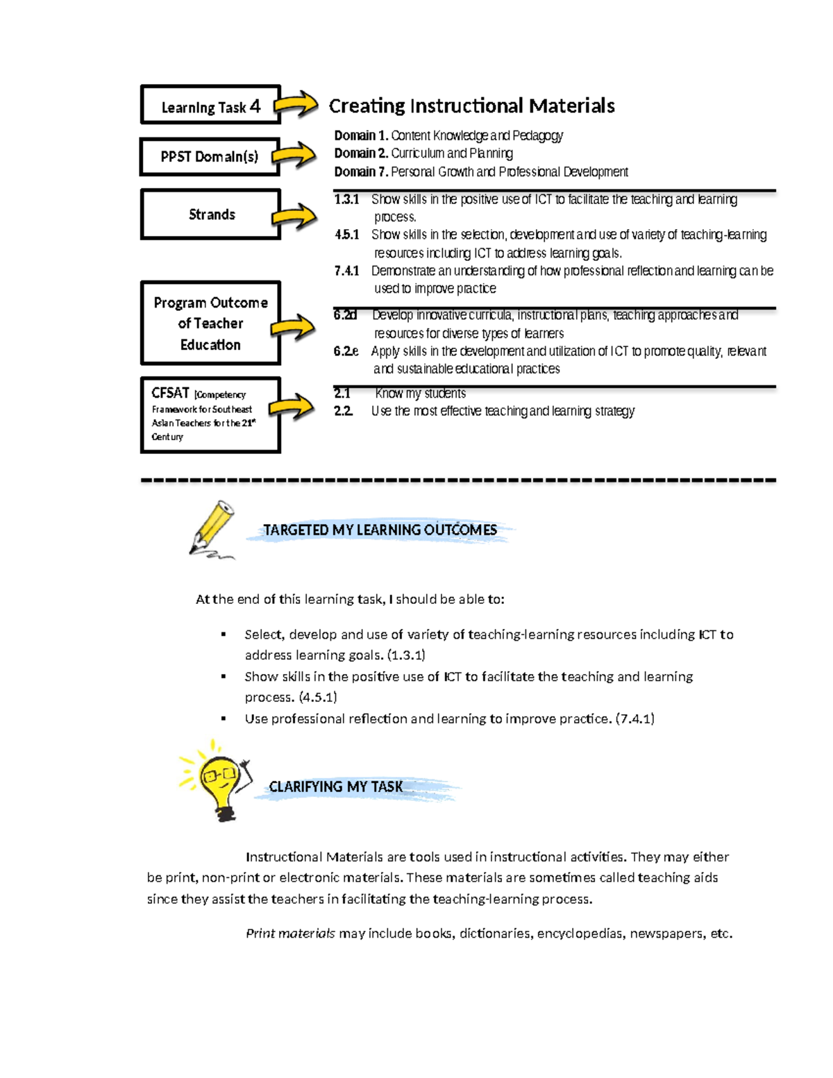 Creating Instructional Materials for Teaching Internship Task - Studocu
