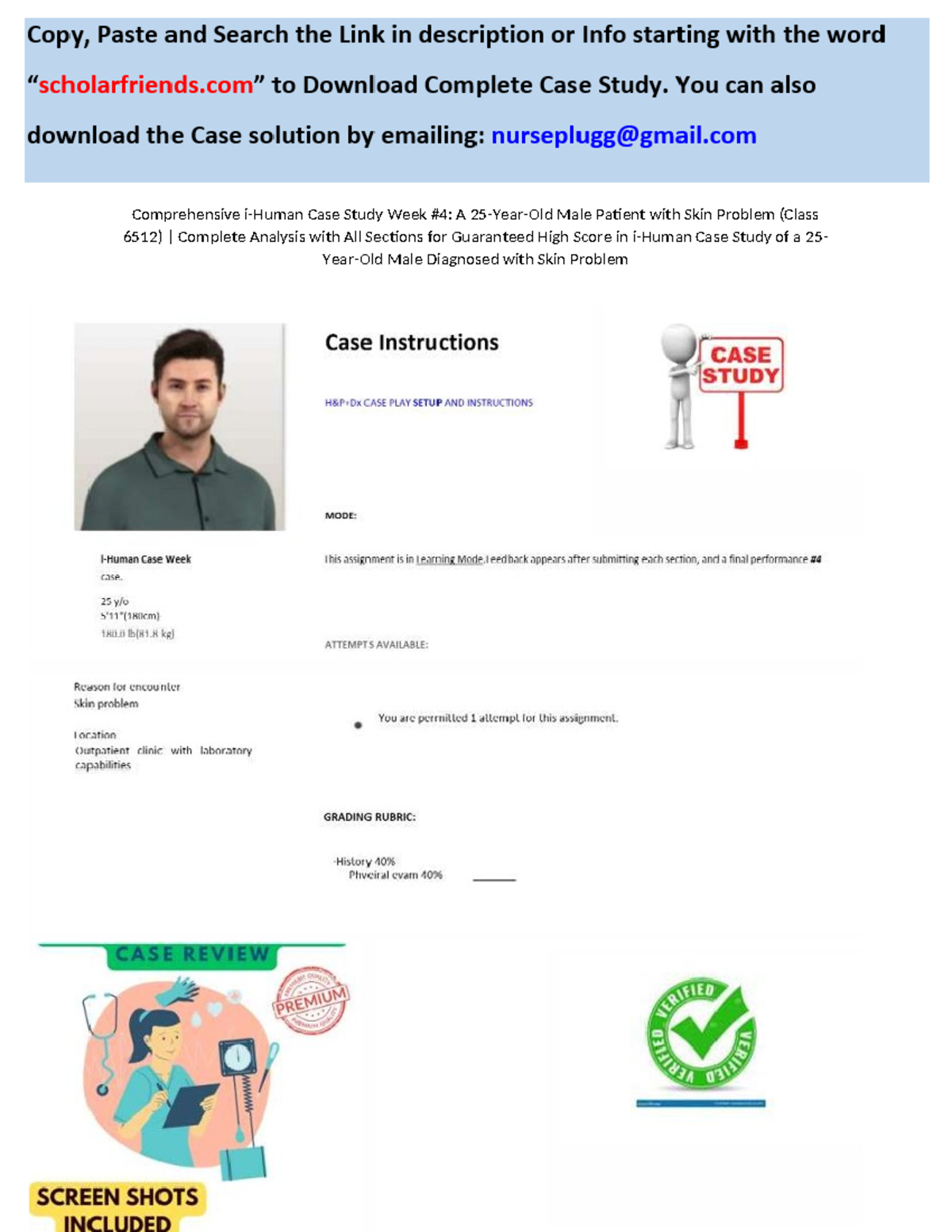 Comprehensive Case Study (Class 6512): 25-Year-Old Male with Skin Issue ...