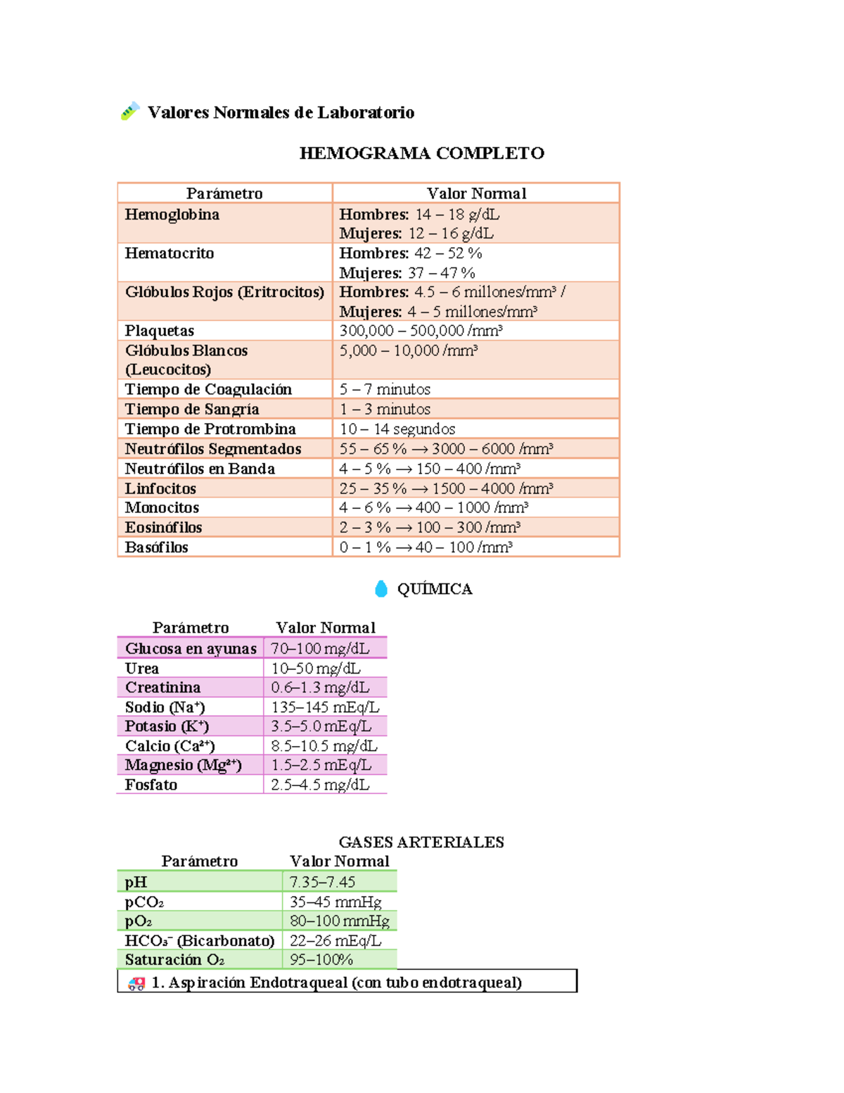 Valores Normales de Laboratorio: Hemograma Completo y Química - Studocu