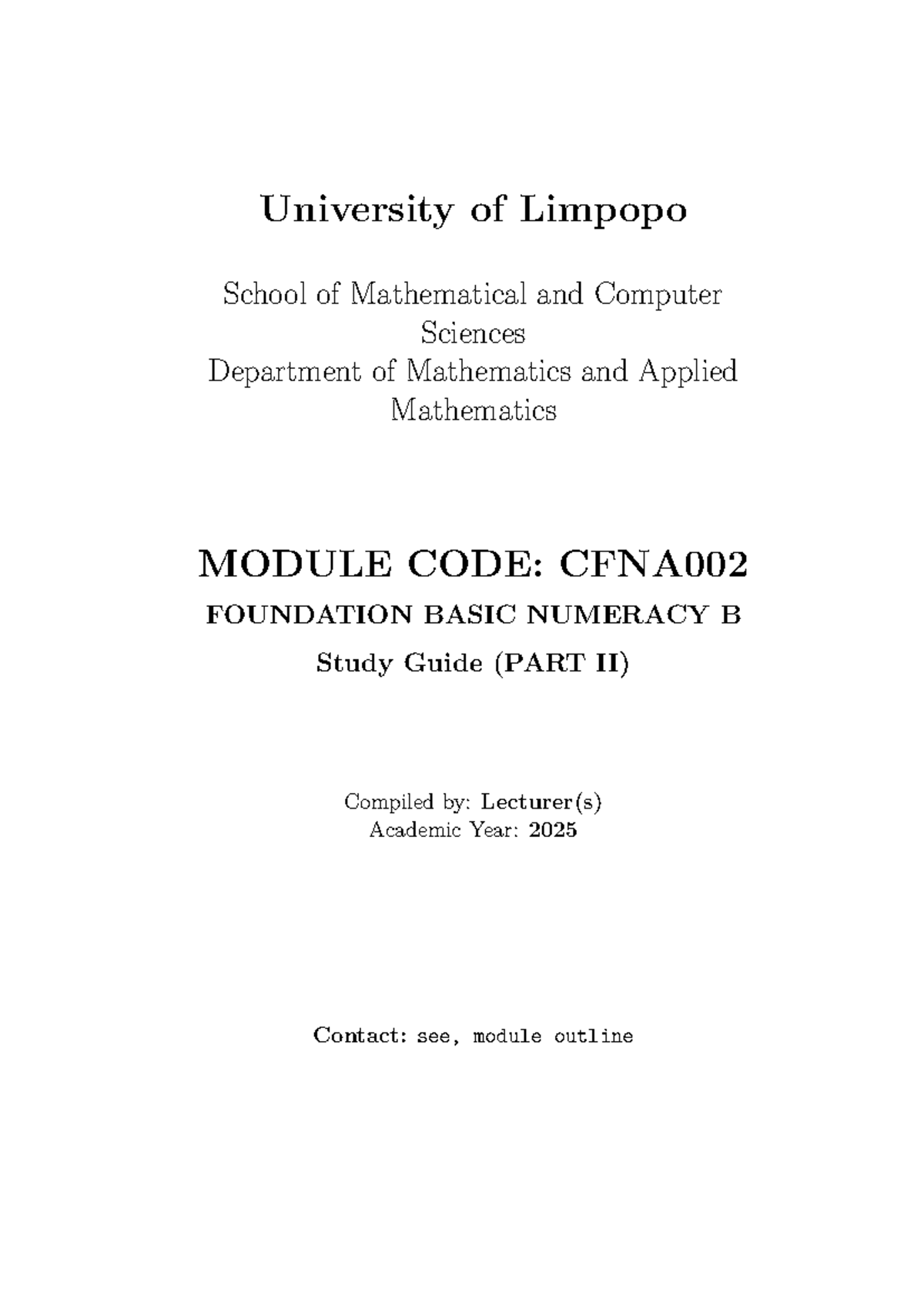 CFNA002 Foundation Basic Numeracy B Study Guide (Part II) - Studocu