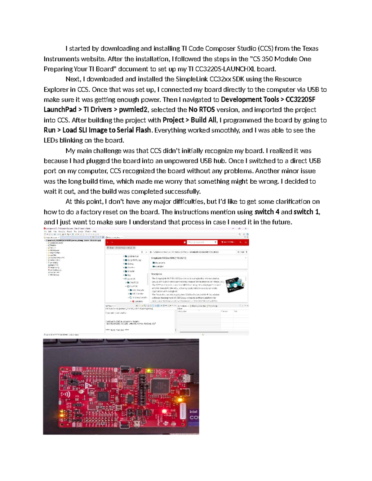 CS 350 Module One Assignment: Setting Up TI Code Composer Studio - Studocu