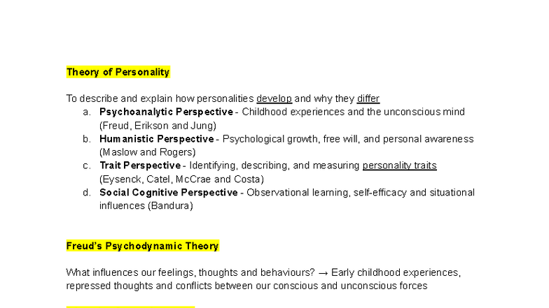 Exploring Personality & Identity: Theories and Perspectives - Studocu
