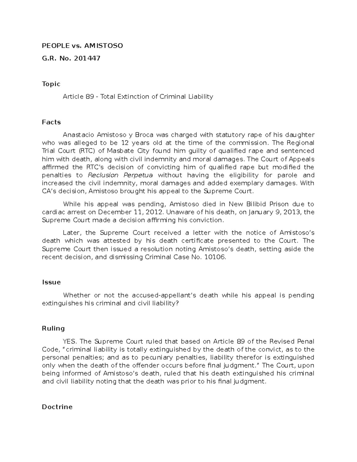 Crimlaw- Digest- Final Exam: Total Extinction of Criminal Liability ...