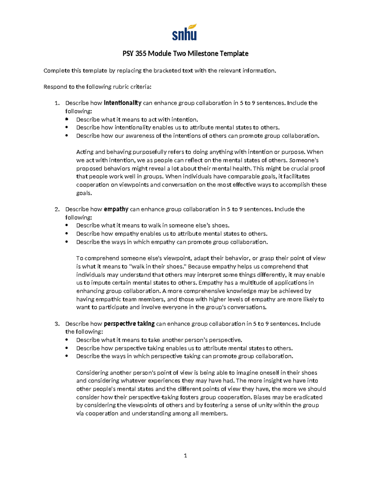 PSY 355 Module Two Milestone Template - PSY 355 Module Two Milestone ...
