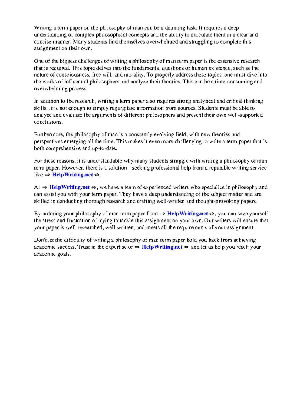 Philosophy of man term paper - Writing a term paper on the philosophy ...