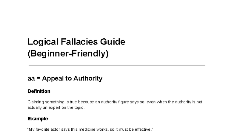 Logical Fallacies Guide (Beginner-Friendly) - aa, ac, ae, af, ah, ai ...