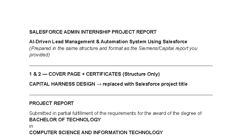Salesforce Admin Internship Project Report: Lead Management Automation ...