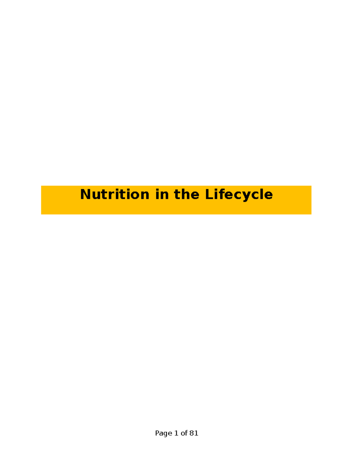 Nutrition in the Lifecycle: Comprehensive Guide to Nutritional Needs ...