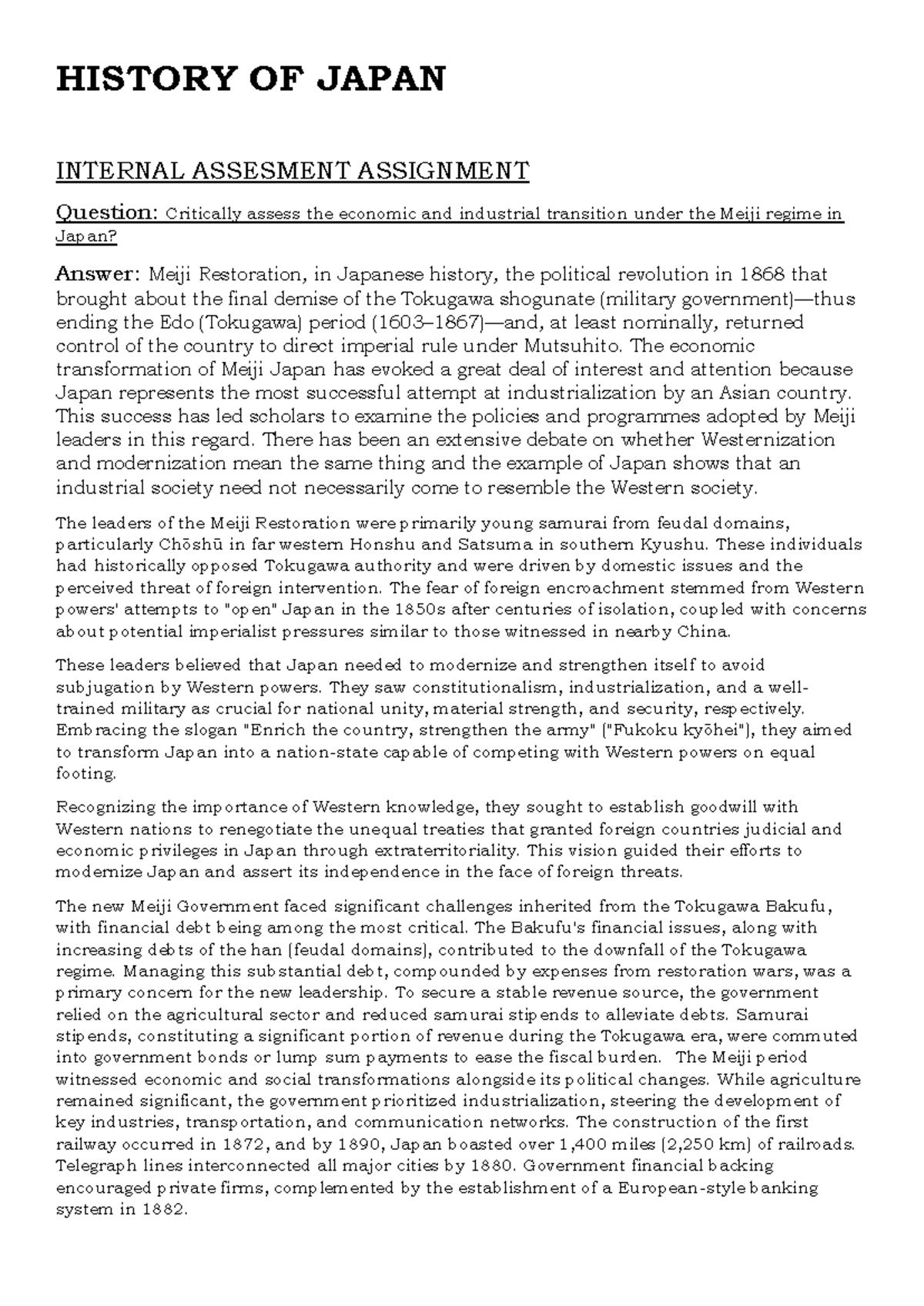Meiji Restoration (1868): Economic & Industrial Transition in Japan ...