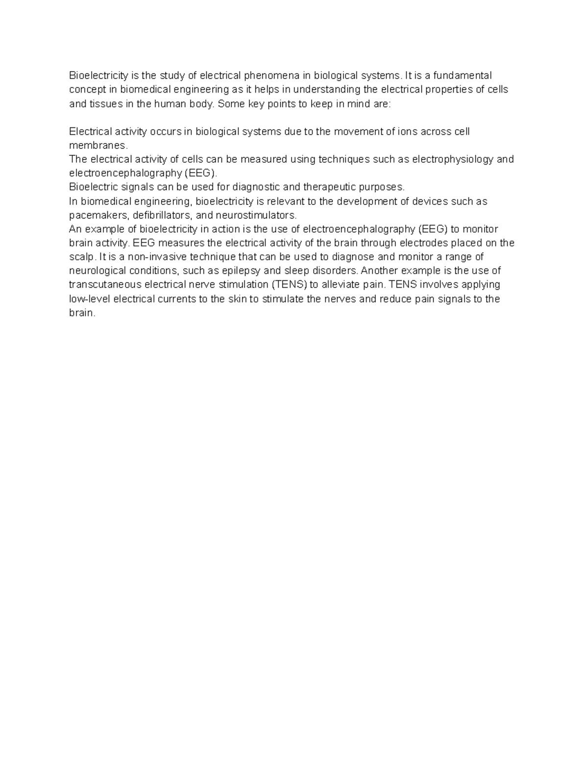 BIOE 101: Introduction to Bioelectricity in Biomedical Engineering ...