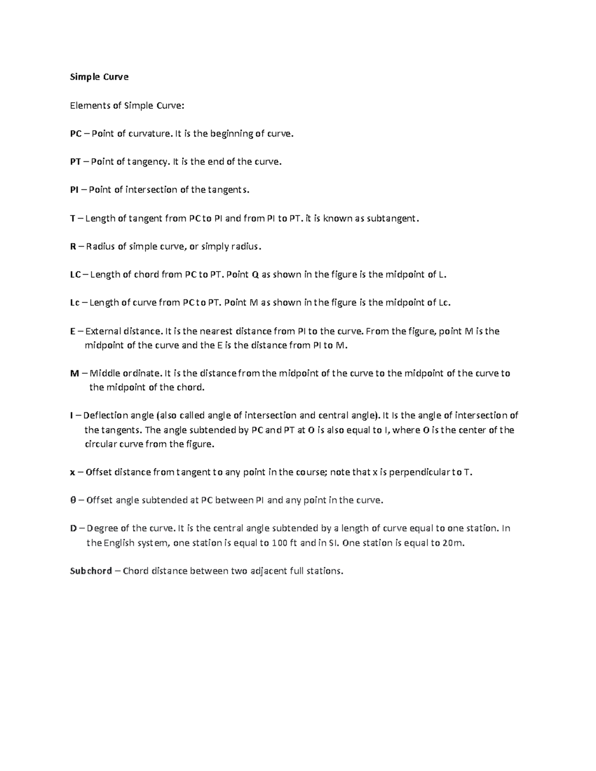 Simple Curve Analysis: Key Elements Explained for Engineering - Studocu