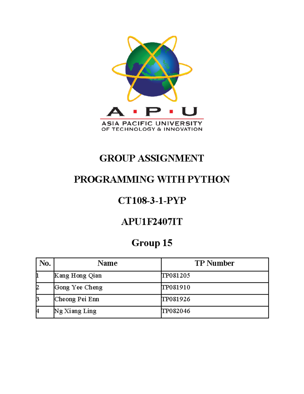 PYP Group Assignment - okay - GROUP ASSIGNMENT PROGRAMMING WITH PYTHON ...