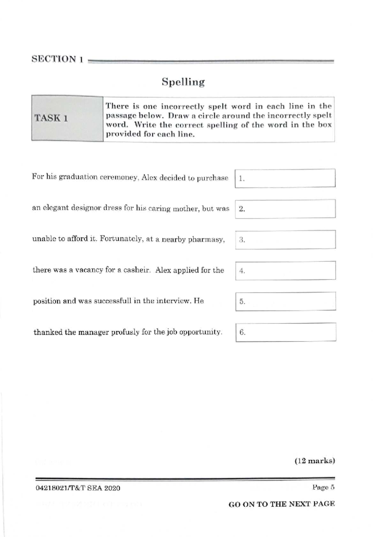 SEA-ELA-2020 - ELA Practice Paper with Spelling, Comprehension & Poetry ...