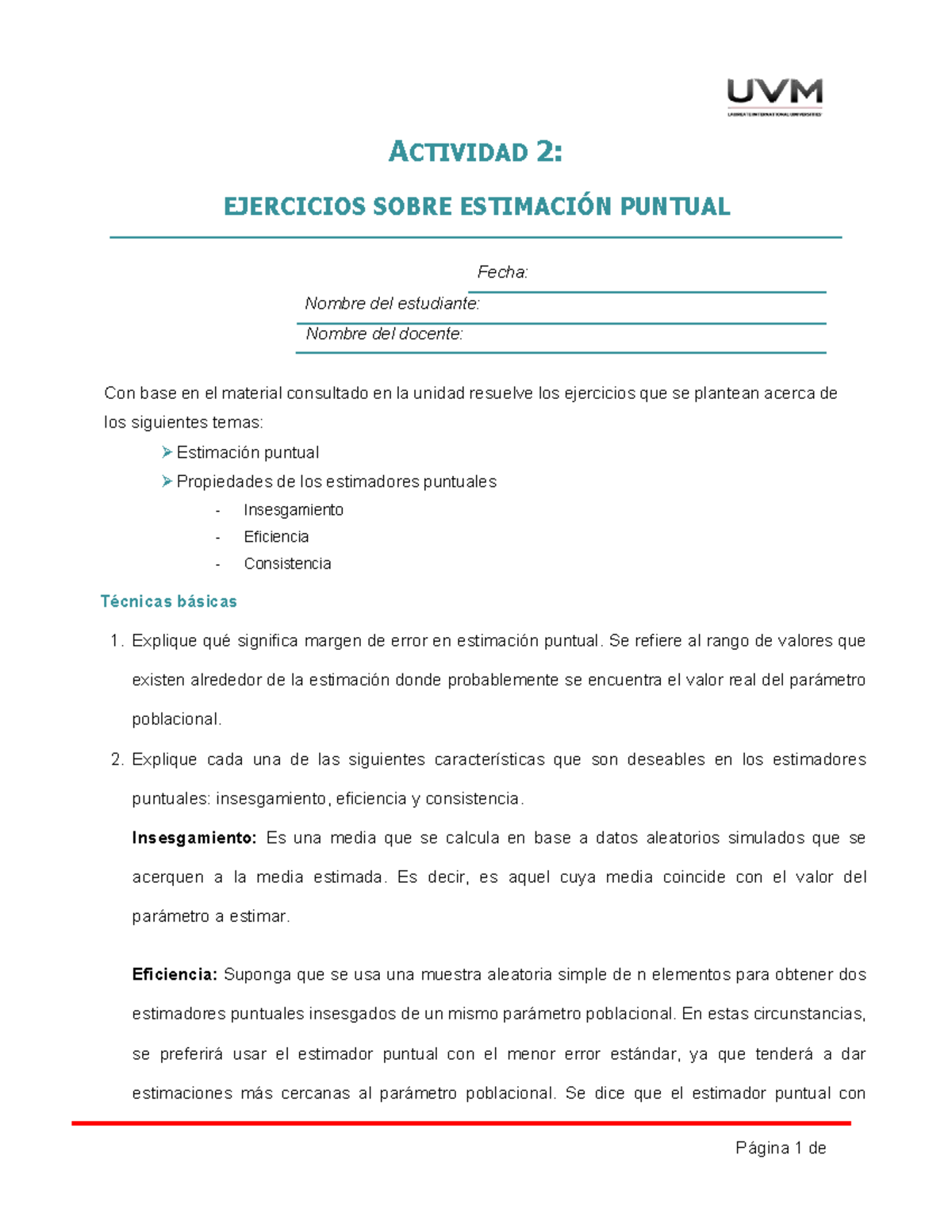 ACTIVIDAD 2: EJERCICIOS DE ESTIMACIÓN PUNTUAL - A4 - Studocu