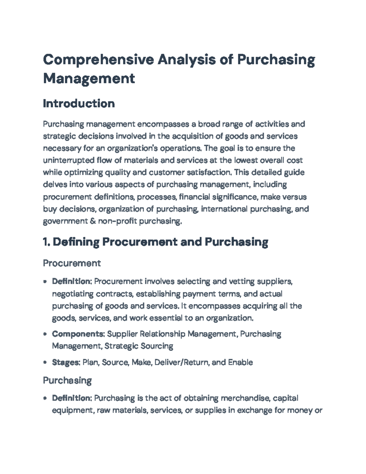 Purchasing Management Overview: Strategies and Financial Impacts ...
