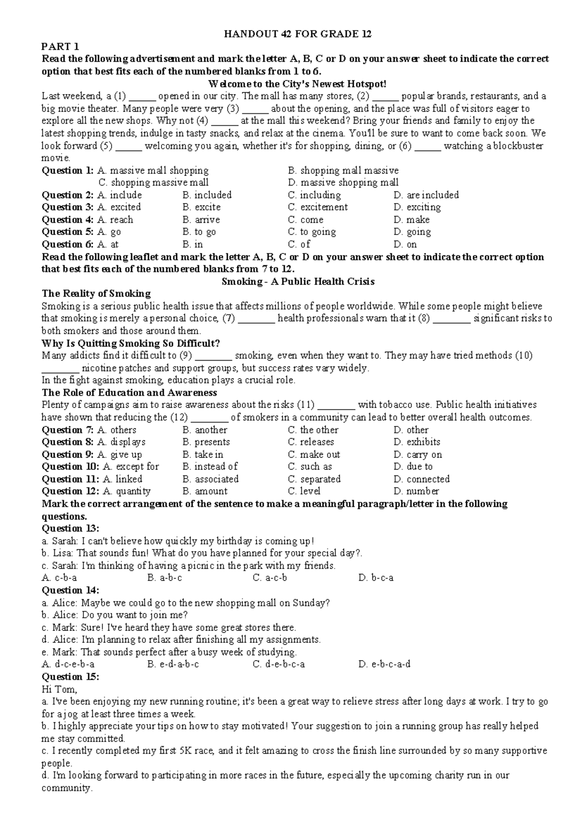 Handout 42 for Grade 12: Advertisement and Peer Pressure Exercises ...