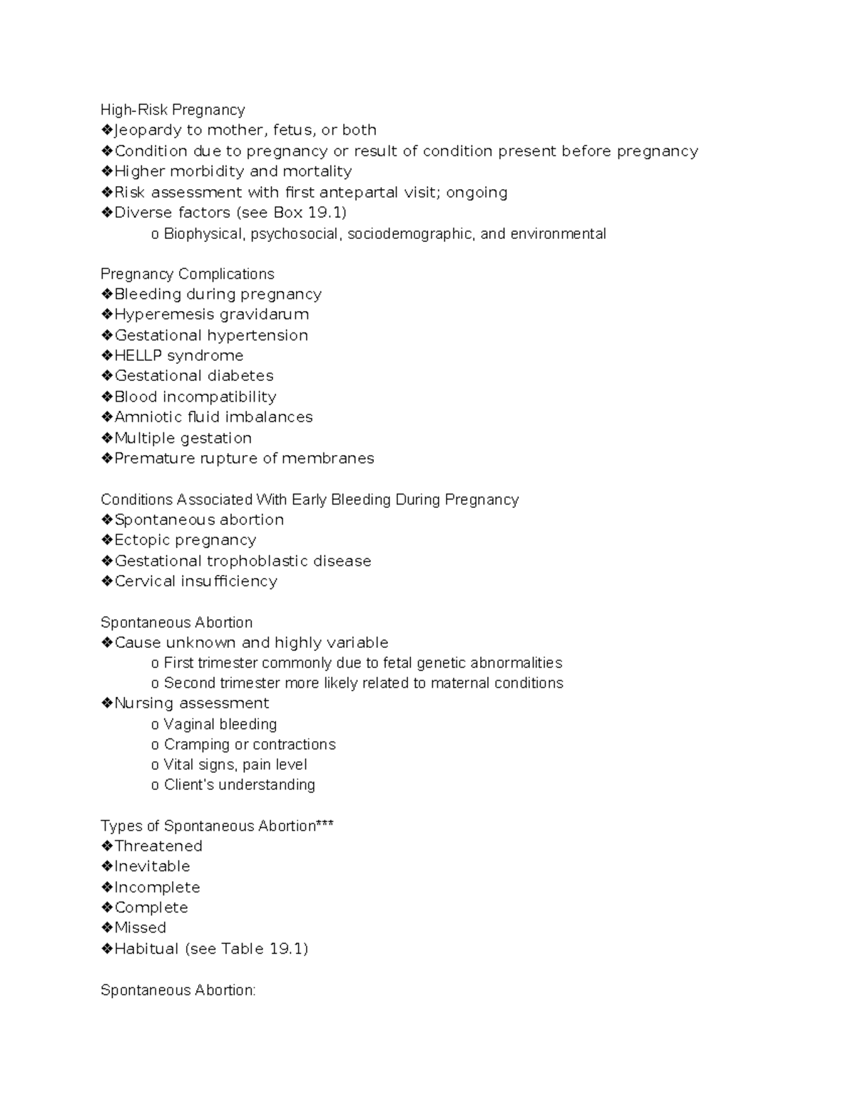 OB 19: Lecture Notes on Pregnancy Complications and Management - Studocu