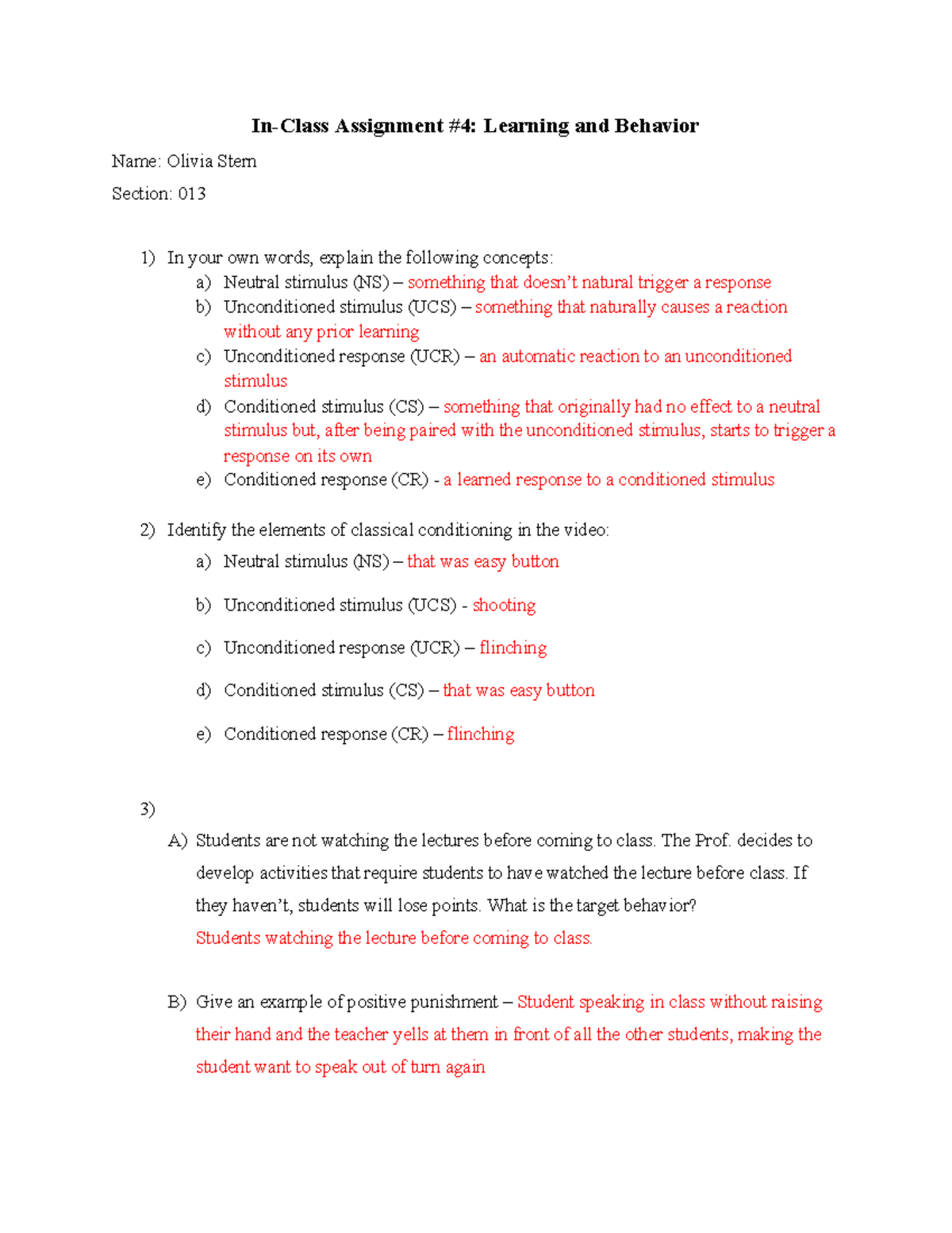 Learning In-class Assignment - In-Class Assignment #4: Learning and ...
