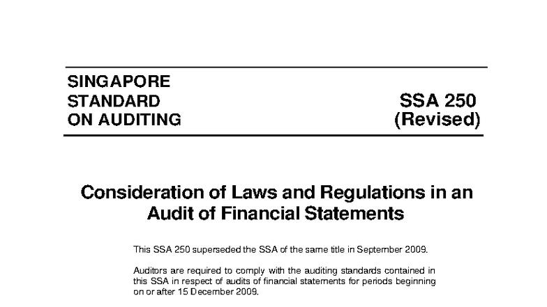SSA 250 (Revised Dec 2023): Consideration of Laws & Regulations in ...