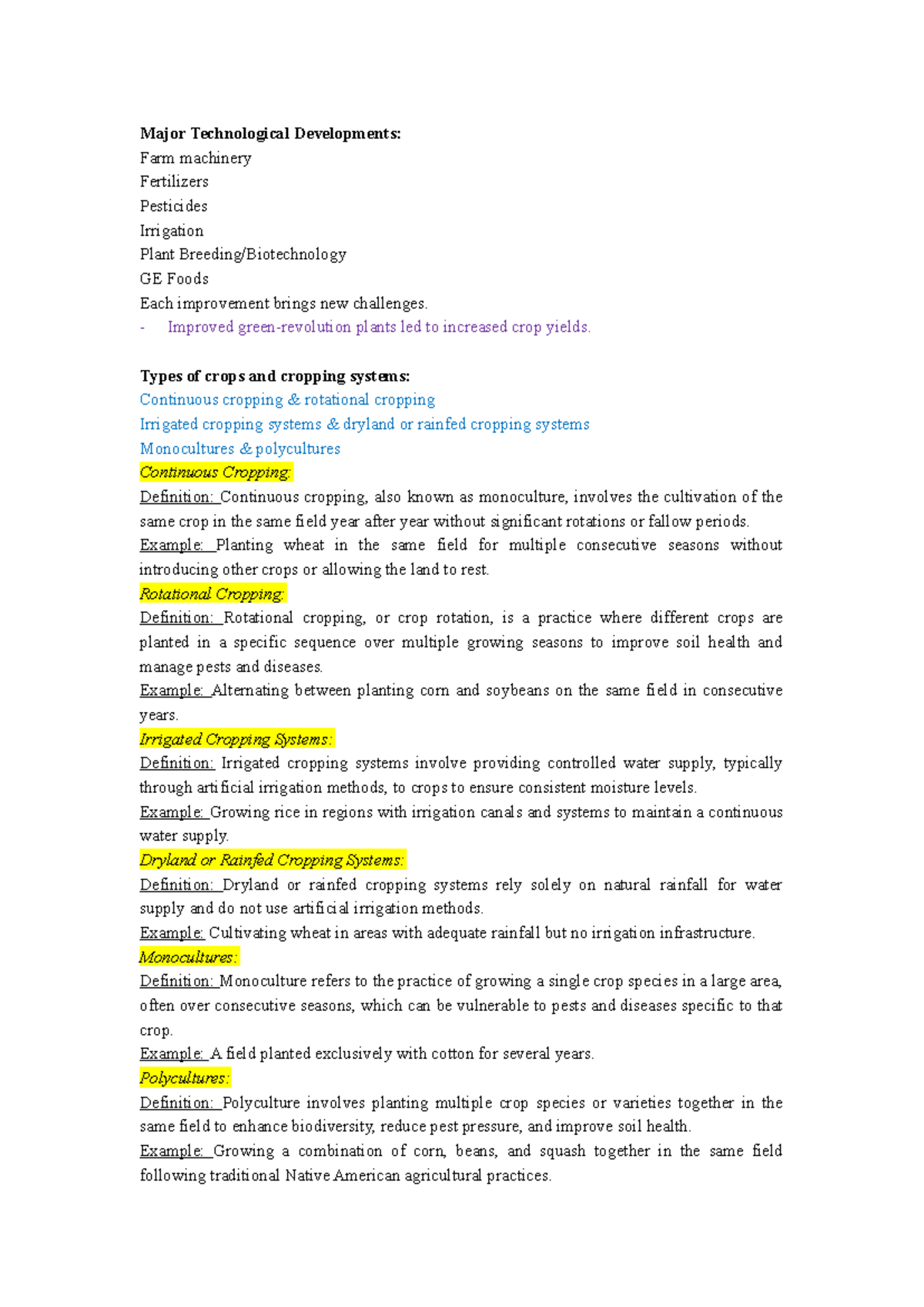 Plant Production System Final Revision Notes (AGRI 101) - Studocu