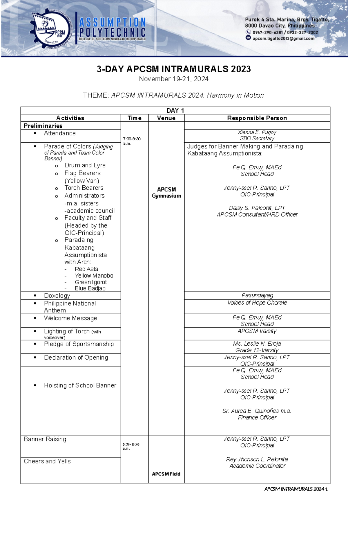 Apcsm Intramurals 2024 - 3-DAY APCSM INTRAMURALS 2023 November 19-21 ...