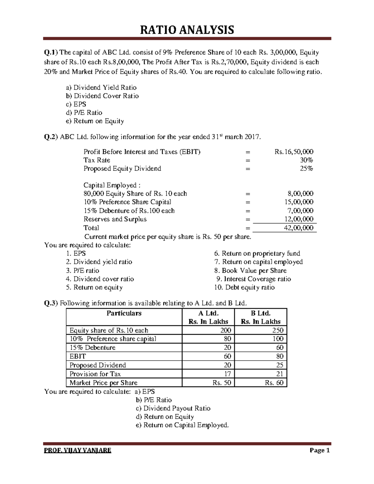 RATIO ANALYSIS - FM 101: Key Financial Ratios & Calculations - Studocu