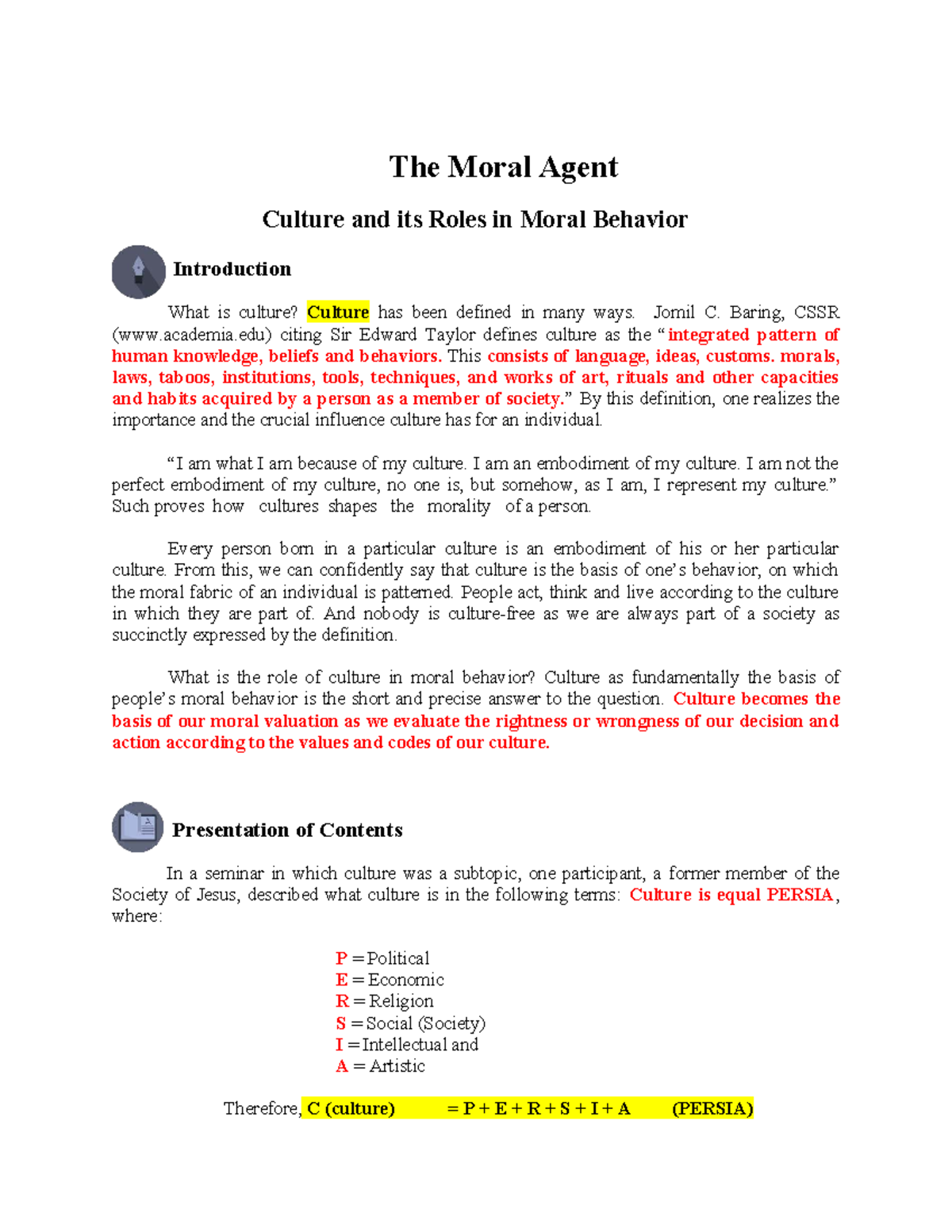 CULT 101: The Role of Culture in Moral Behavior and Relativism - Studocu