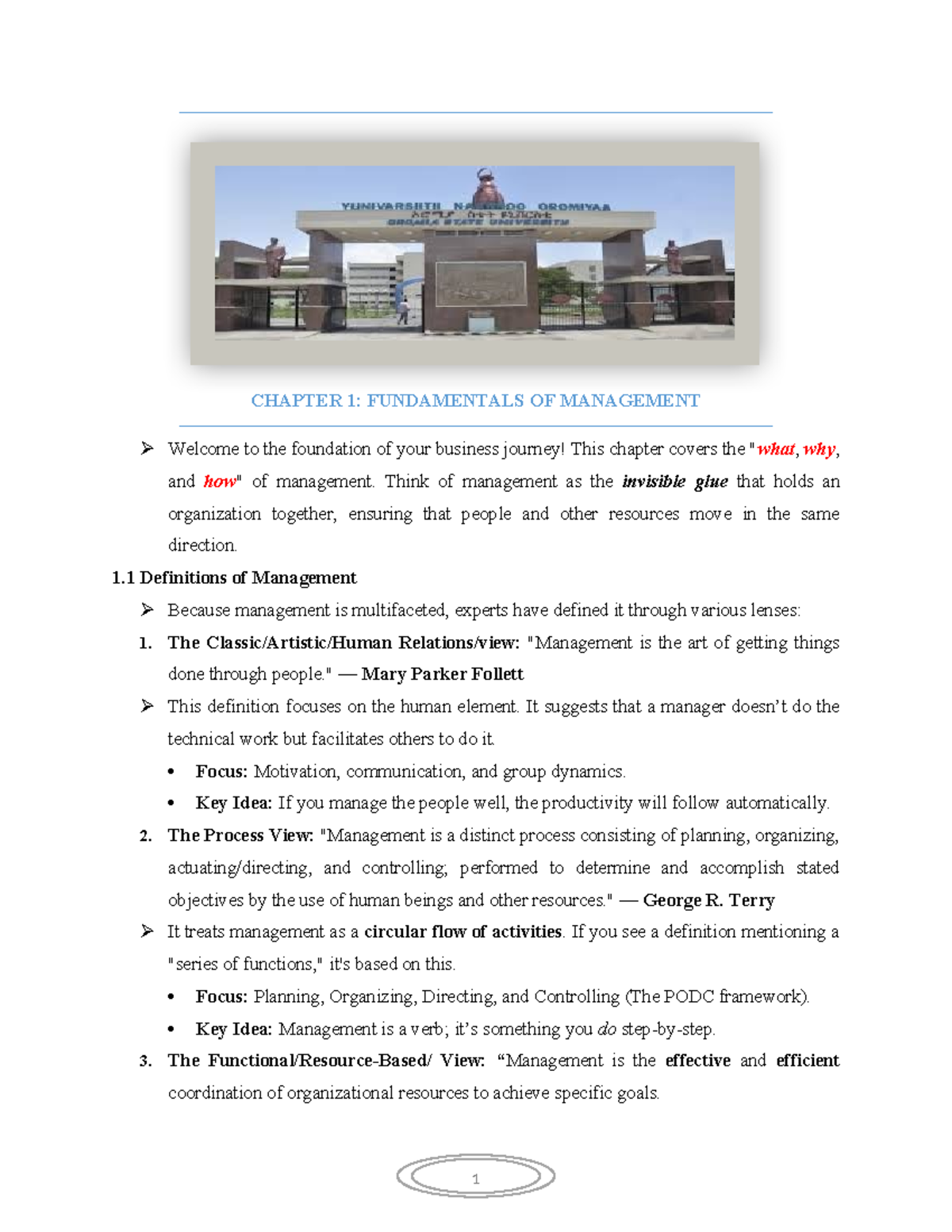 CHAPTER 1: FUNDAMENTALS OF MANAGEMENT - MGMT 101 Course Notes - Studocu