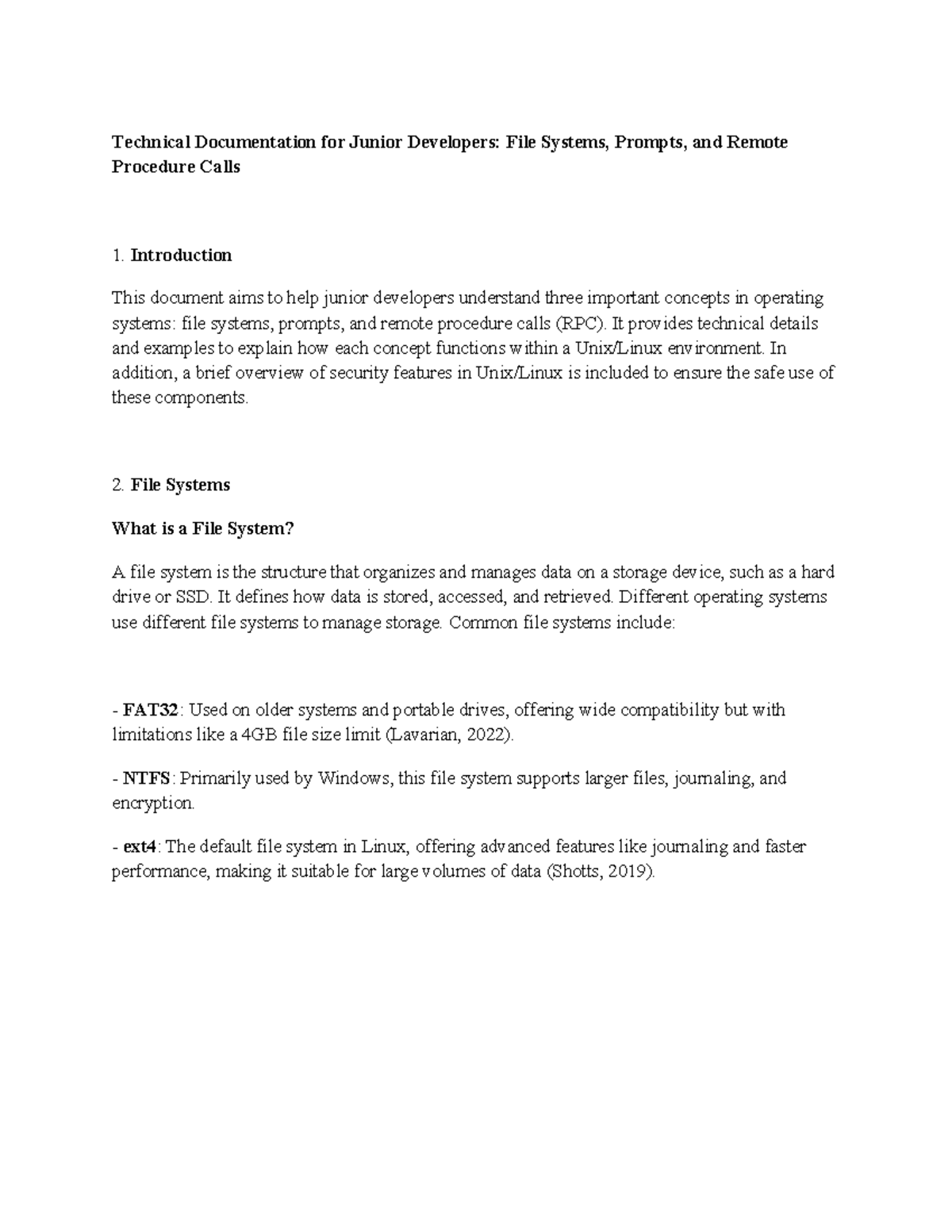 CS 3307 Technical Doc: File Systems, Prompts, and RPC Overview - Studocu