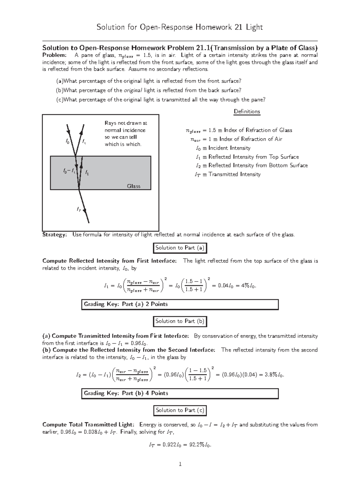 Solution OR Hwk (21) - Solution for Open-Response Homework 21 Light ...
