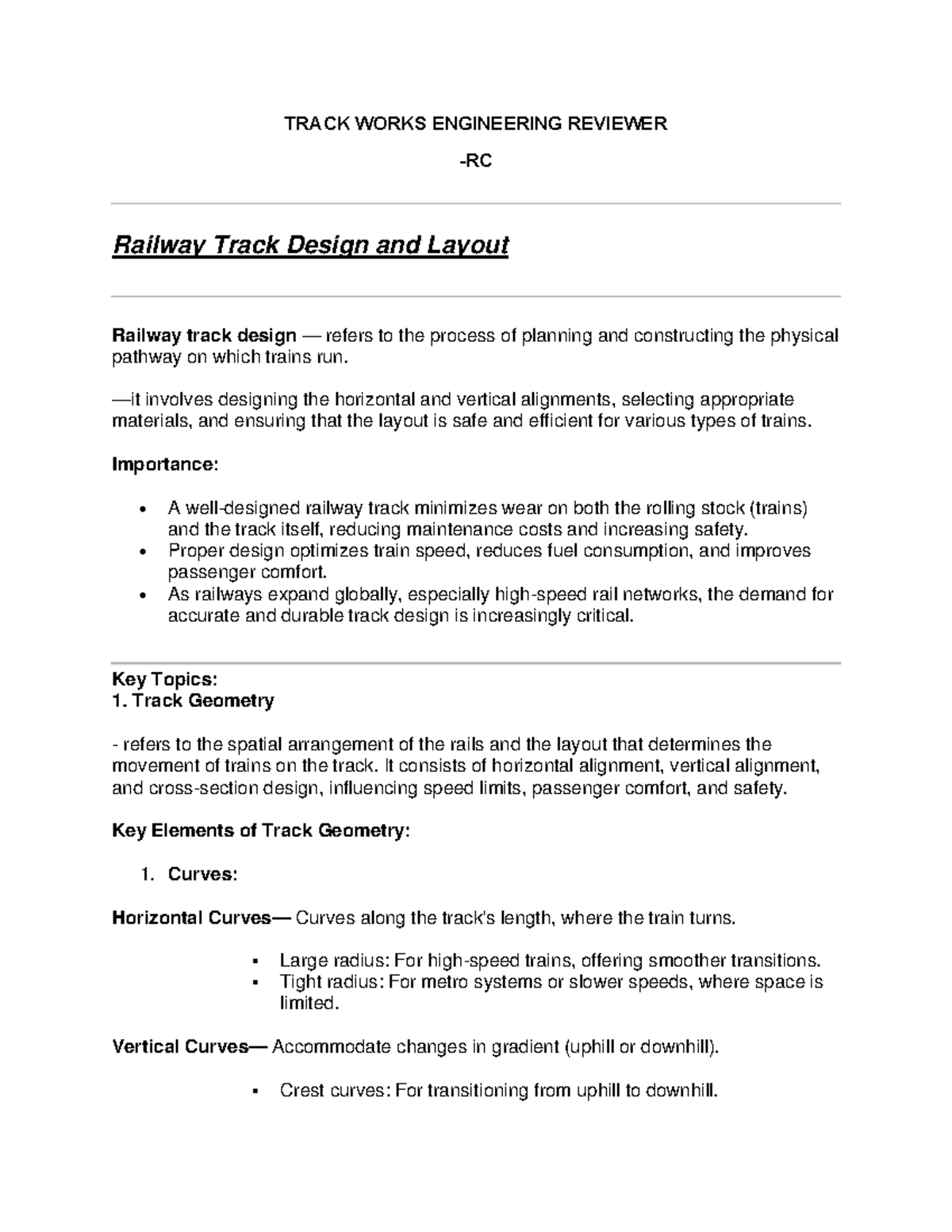 234tygfdve3wf34e2wfw - TRACK WORKS ENGINEERING REVIEWER - RC Railway ...