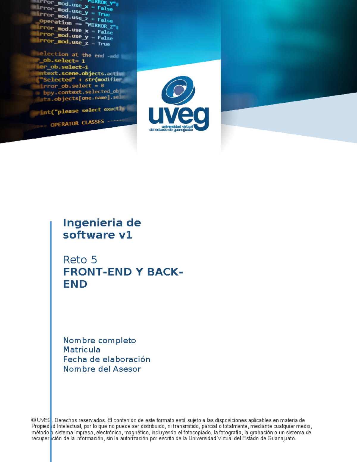 Ingeniería de Software: Reto 5 - Diseño de Interfaz Front-End - Studocu